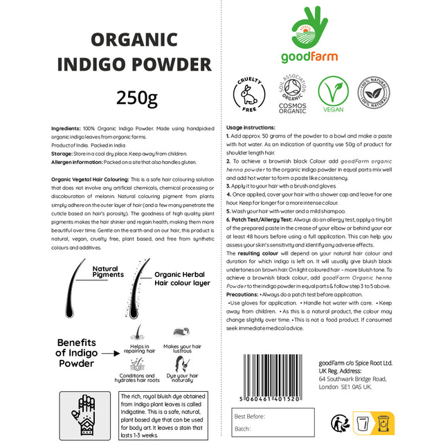 goodFarm Organic Indigo Powder 250g – Spice Root